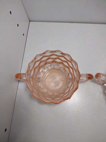 Anchor Hocking pink depression glass sugar containers - Metzger ...