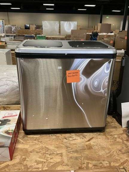 Touchless double trash container on wheels, dented - Metzger Property ...