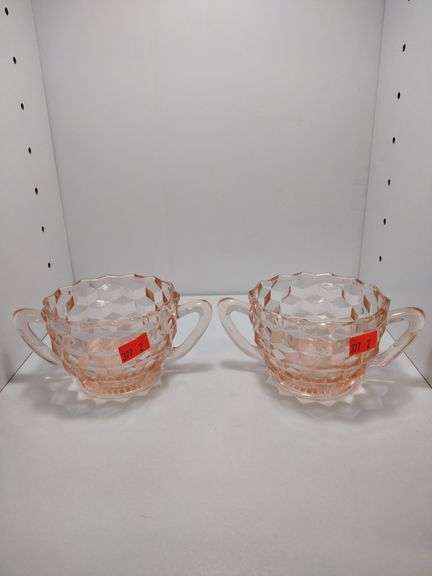 Anchor Hocking pink depression glass sugar containers - Metzger ...