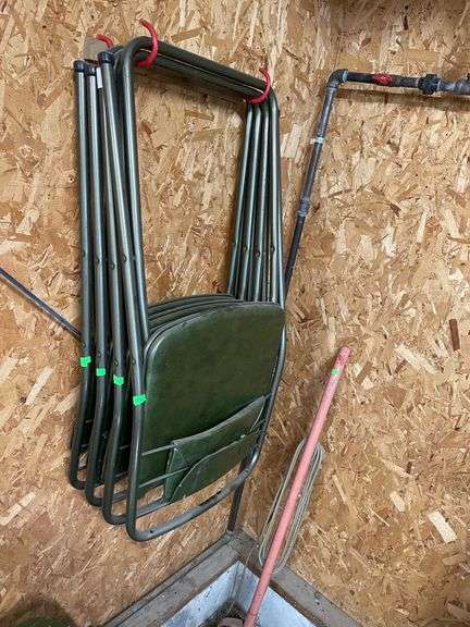 (4) Metal card table chairs and table 30”x27”x30” (no contents ...