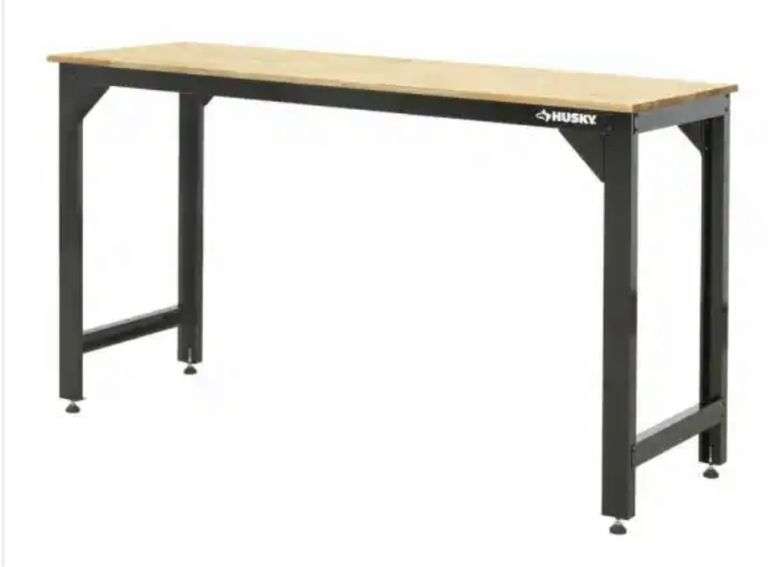 Husky 6 ft. Solid Wood Top Workbench in Black - Metzger Property ...