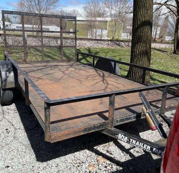 M&M Flatbed Trailer 12x6 1/2 with Wire Mesh drop ramp - HAS TITLE ...