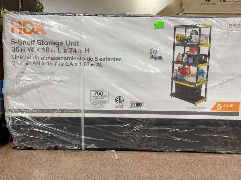 HDX 5-Tier Plastic Garage Storage Shelving Unit in Black (36 in. W x 74 ...