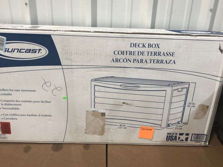 Suncast deck box with rollers 24 inches tall x 21 inches wide x 46 ...