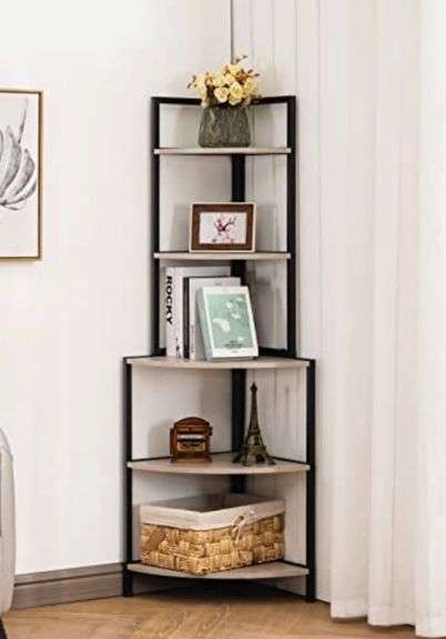 Apicizon 5 Tier Corner Shelf, Industrial Corner Bookshelf with Metal ...