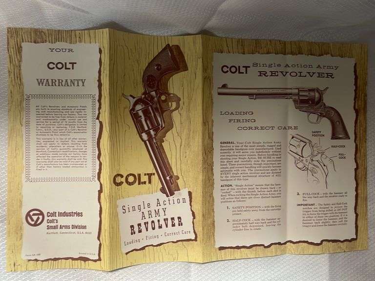 Colt Single Action Army Revolver Instruction Brochure. This is original ...