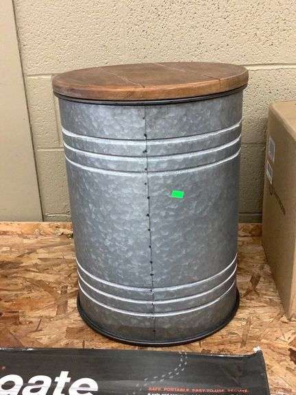 Hallops Farmhouse Accent Side Table - Galvanized Rustic End Table ...