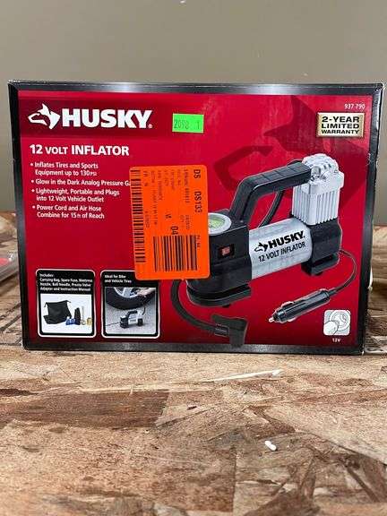 Husky 12 Volt Inflator, Inflates up to 130 PSI, 13 FT Reach Power Cord ...