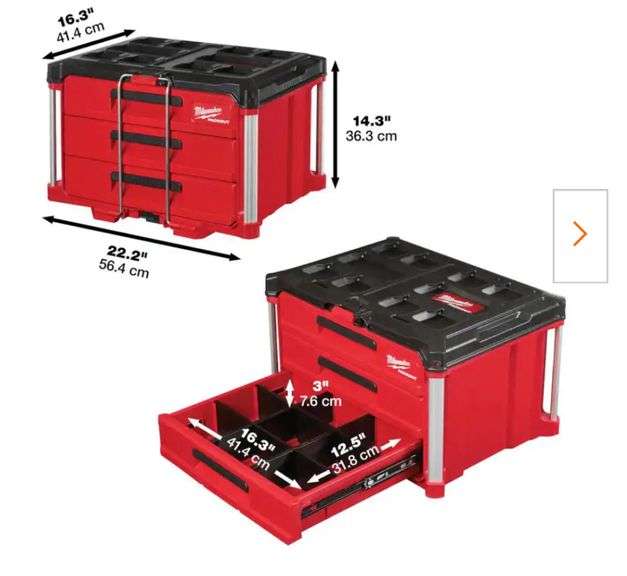 PACKOUT 22 in. Modular 3-Drawer Tool Box with Metal Reinforced Corners ...