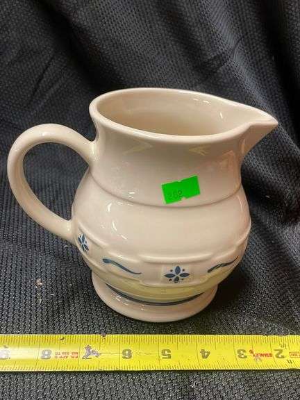 Longaberger Pottery Small Pitcher- Blue - Metzger Property Services LLC