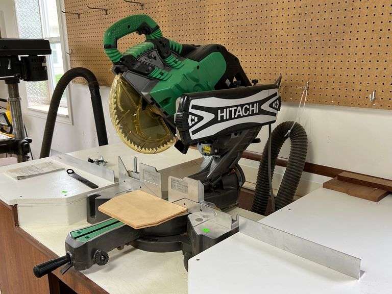 Hitachi Slide Compound Miter Saw model C 12RSH w/ saw cabinet - Cabinet ...