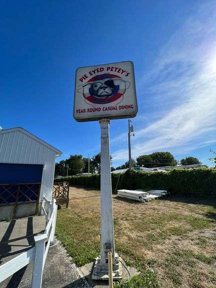 Vintage Gas Station/Marine Post/Pole with Pie Eyed Petey’s Year Round ...
