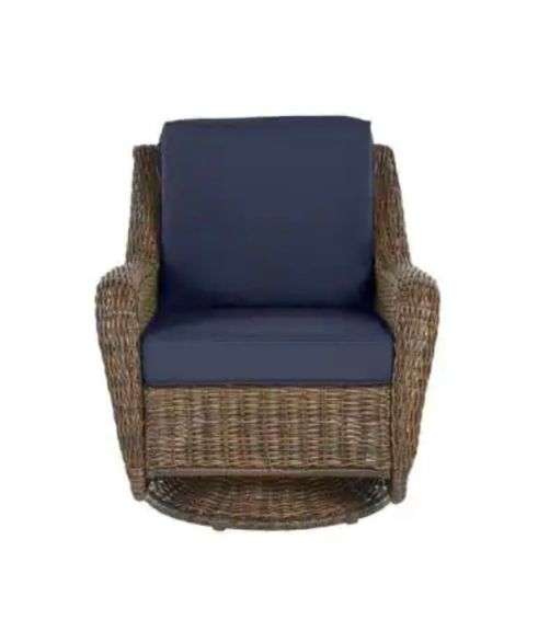 Hampton Bay Cambridge Brown Wicker Outdoor Patio Swivel Rocking Chair ...