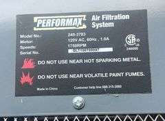 Performax Air Filtration system model 240–3783, with remote and manual ...
