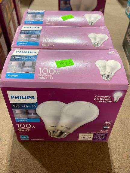 3 2 Packs of Philips 100W Dimmable LED Replacement Bulbs - Metzger ...