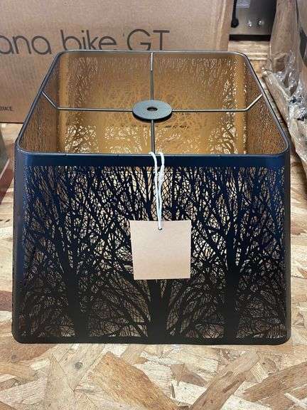 Medium Square Lamp Shade, ALUCSET Metal Lampshade with Pattern of Trees ...