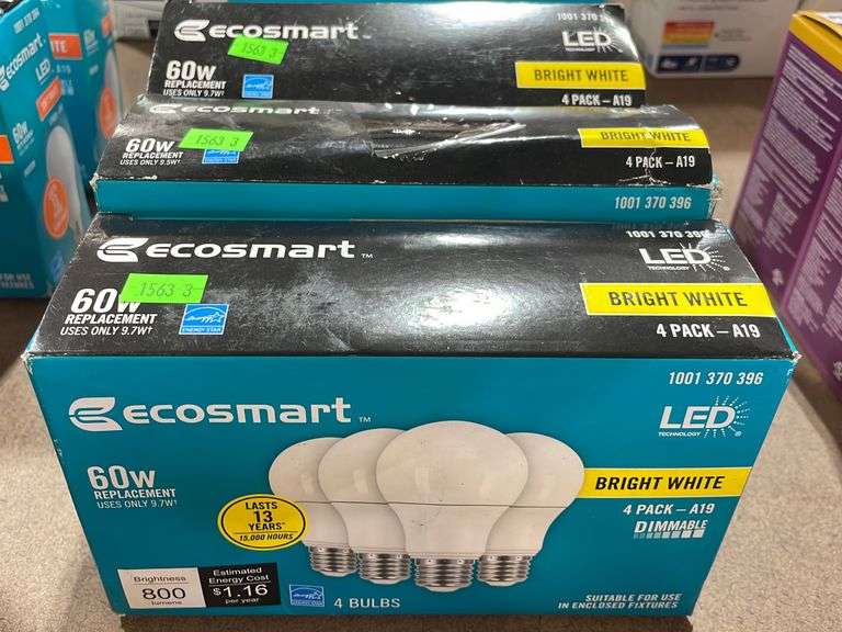 3 4 Packs of Ecosmart 60W Bright White LED Replacement Bulbs - Metzger ...