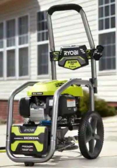 RYOBI Pressure Washer 3300 PSI 2.5GPM, Honda Easy Start Engine ...