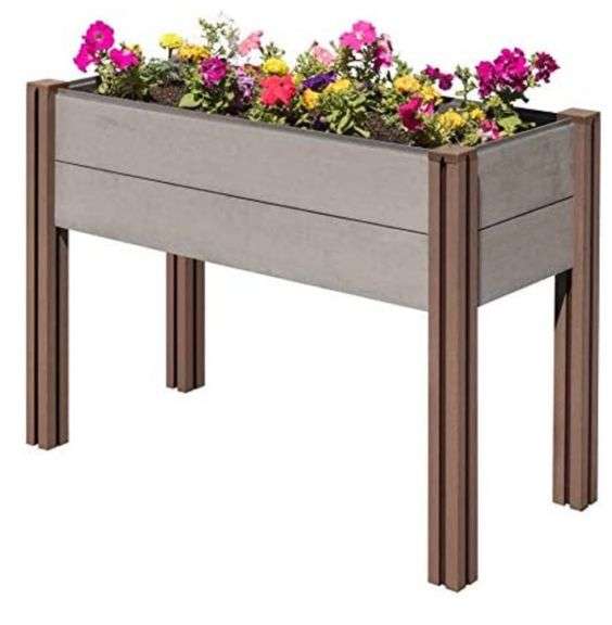 Stratco Wood Plastic Composite Elevated Garden Bed - Elevated 48 (L) X ...