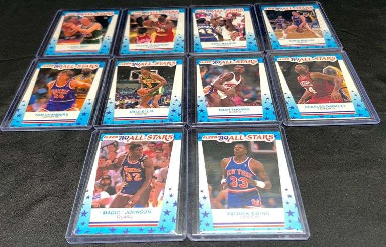 (10) 1990 Fleer All Star Basketball Cards including Larry Bird, Akeem ...