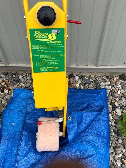 The Edger Chemical applicator, large blue tarp - Metzger Property ...