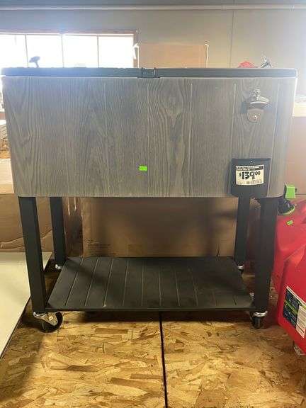 StyleWell 80 Qt. Gray Woodgrain Cooler with Black - Metzger Property ...