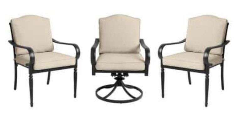 Hampton Bay Laurel Oaks 6-Piece Black Steel Outdoor Patio Chairs Set ...