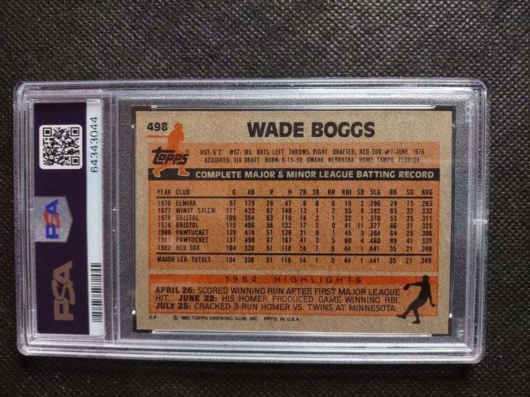 1 1983 Wade Biggs Topps Card - Metzger Property Services LLC