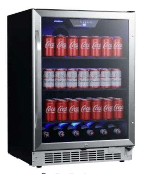 Edgestar 24 Inch Wide 142 Can Built-In Beverage Cooler with Tinted Door ...