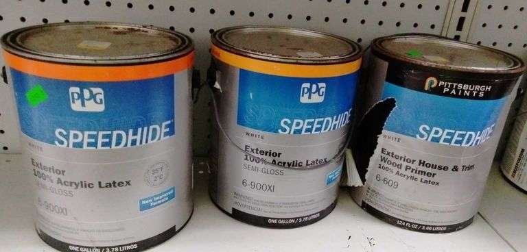 Speedhide semi-gloss acrylic latex white paint and exterior house ...
