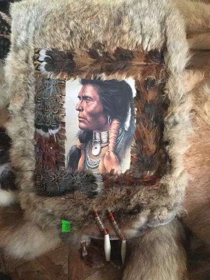 Throw blanket, furs, native American picture - Metzger Property ...