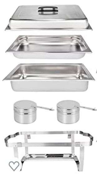 Chafing Dish 2 Pack 9 QT Stainless Steel, Full Size Chafing Dish Buffet ...