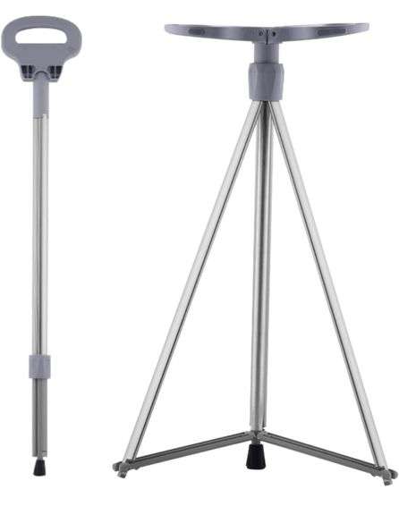 DINVES Portable Cane Stool with Seat Folding Walking Cane with Seat ...