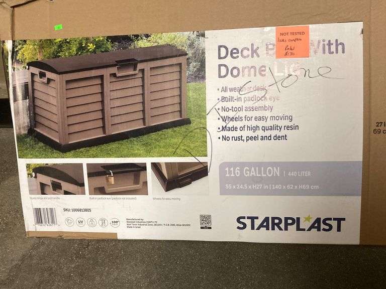 116-Gallon Rolling Deck Box 55”x24.5”x27” - Metzger Property Services LLC