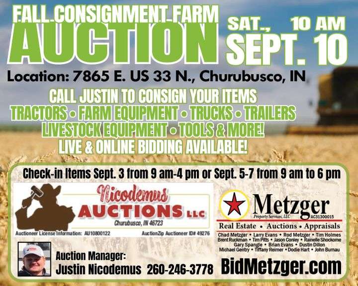 9.10.22 FALL CONSIGNMENT FARM AUCTION! ACCEPTING CONSIGNMENTS NOW ...