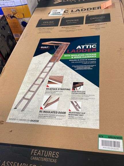 LOUISVILLE LADDER 25.5X54 ALUMINUM ATTIC LADDER, TYPE IAA, 375-POUND ...
