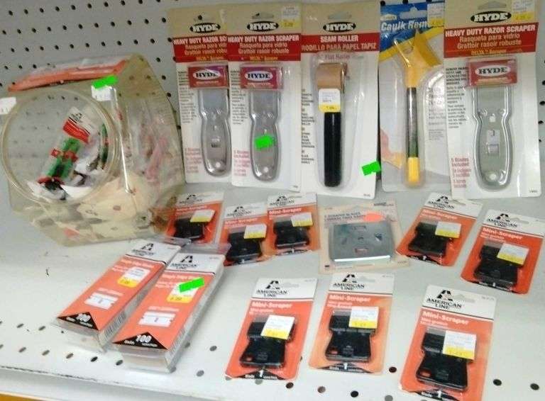 Snap off knife assortment, razor scrapers, seam roller, mini scrapers ...