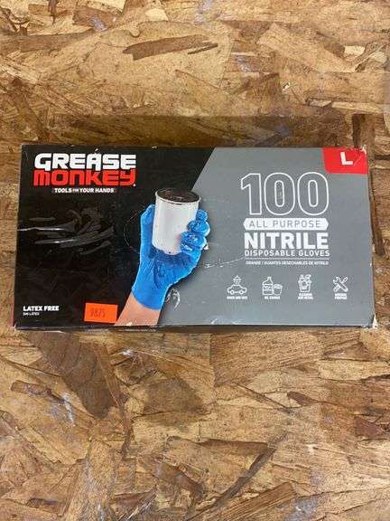 Pack of 100 Grease Monkey All Purpose Nitrile Disposable Gloves, Size L ...