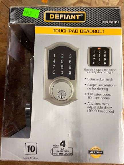 Defiant touchpad deadbolt - Metzger Property Services LLC