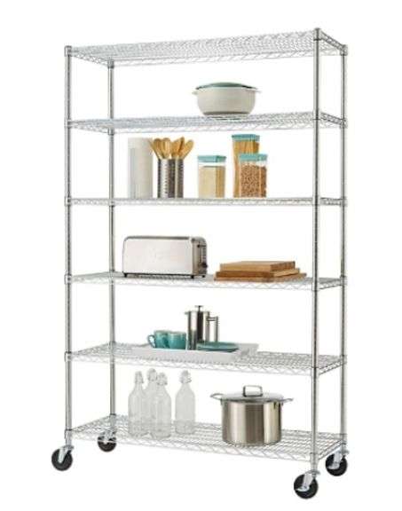 TRINITY Basics 6-Tier 48x18x72 Wire Shelving NSF with Wheels - Metzger ...