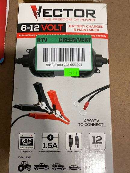 VECTOR 1.5 Amp Battery Charger, Battery Maintainer, Trickle Charger ...