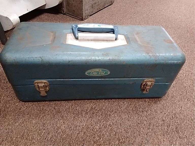 Vintage Old Pal metal tackle box - Metzger Property Services LLC