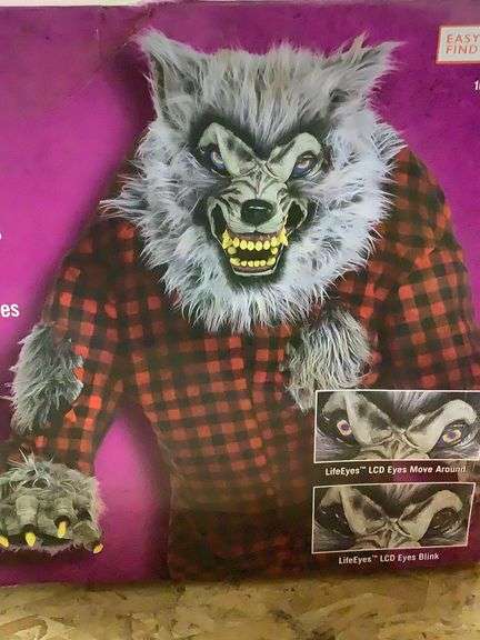 7 foot Halloween animated Halloween werewolf with lifeyes LCD eyes ...