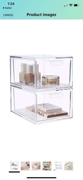 Stori Audrey Stackable Clear Plastic Organizer Drawers 2 Piece Set