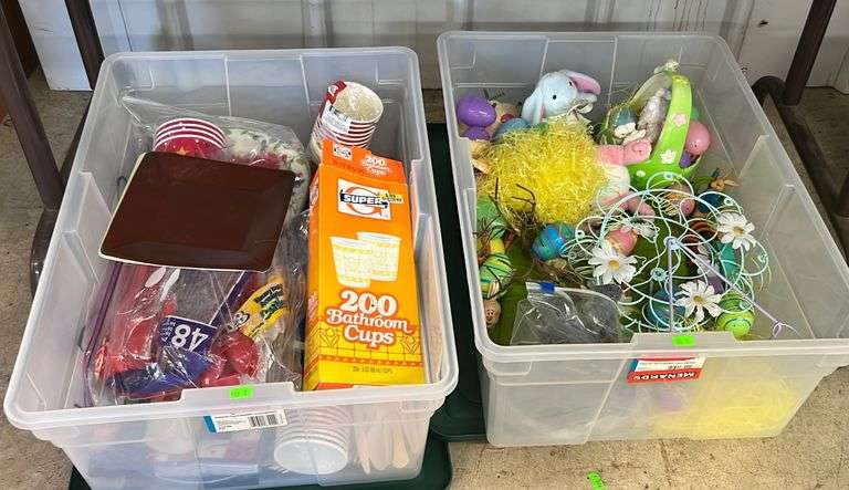 Easter Decorations, assorted paper cups plates, plastic silverware in ...