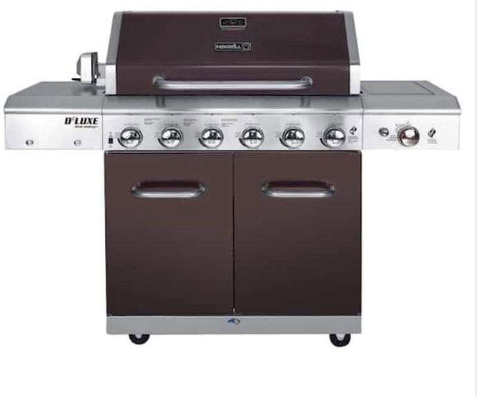 Nexgrill Deluxe 6-Burner Propane Gas Grill in Mocha with Ceramic ...