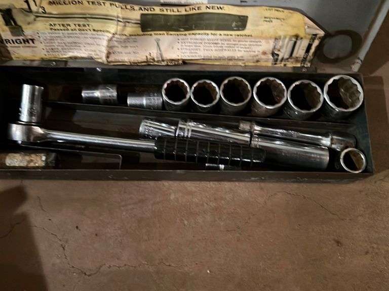 2- Drawer toolbox and contents including crescent wrench, miscellaneous ...