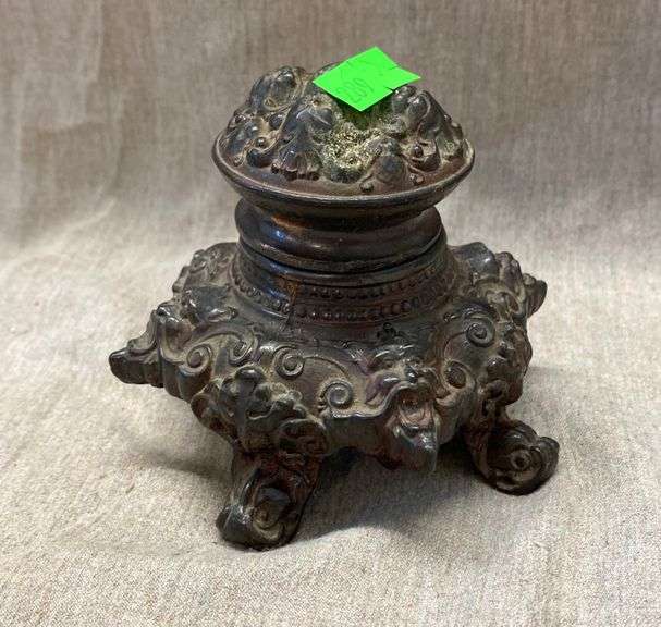 Metal inkwell stand and glass liner - Metzger Property Services LLC