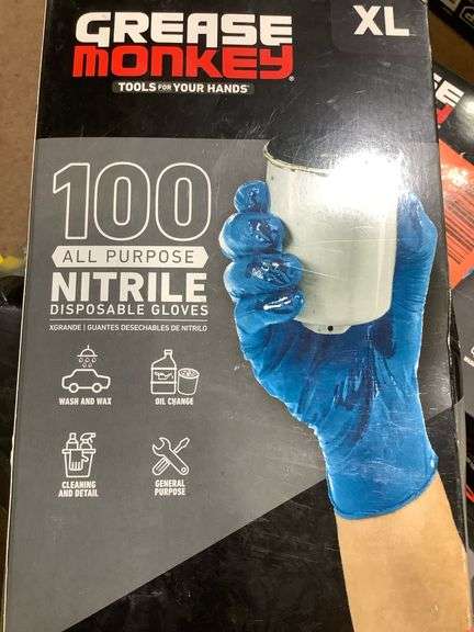 5 boxes Grease Monkey XL All purpose nitrile disposable gloves 100 each ...