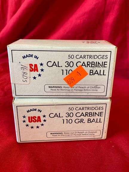 Made in USA CAL. 30 Carbine 110 GR. Ball 50 cartridges, two boxes ...